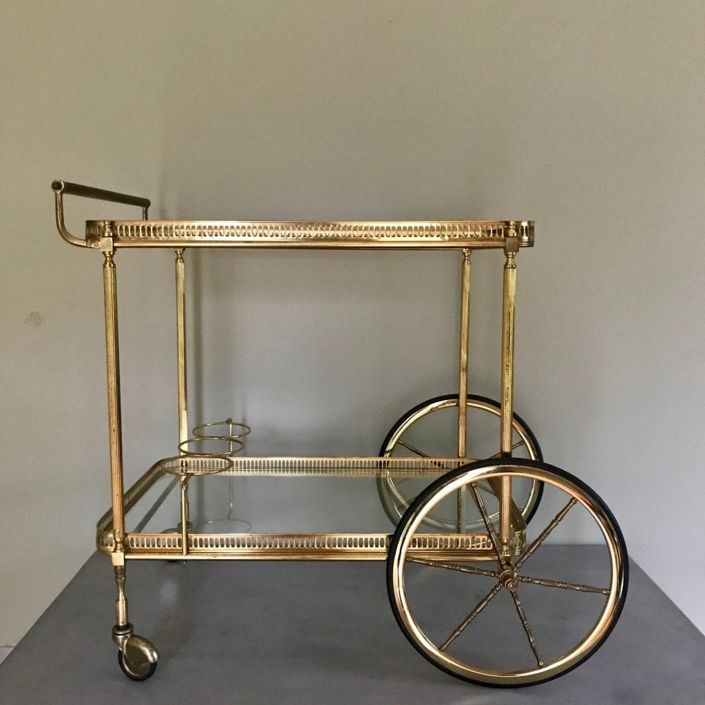 Mid Century Gold Drinks Trolley – Sold – The Oscar Collective