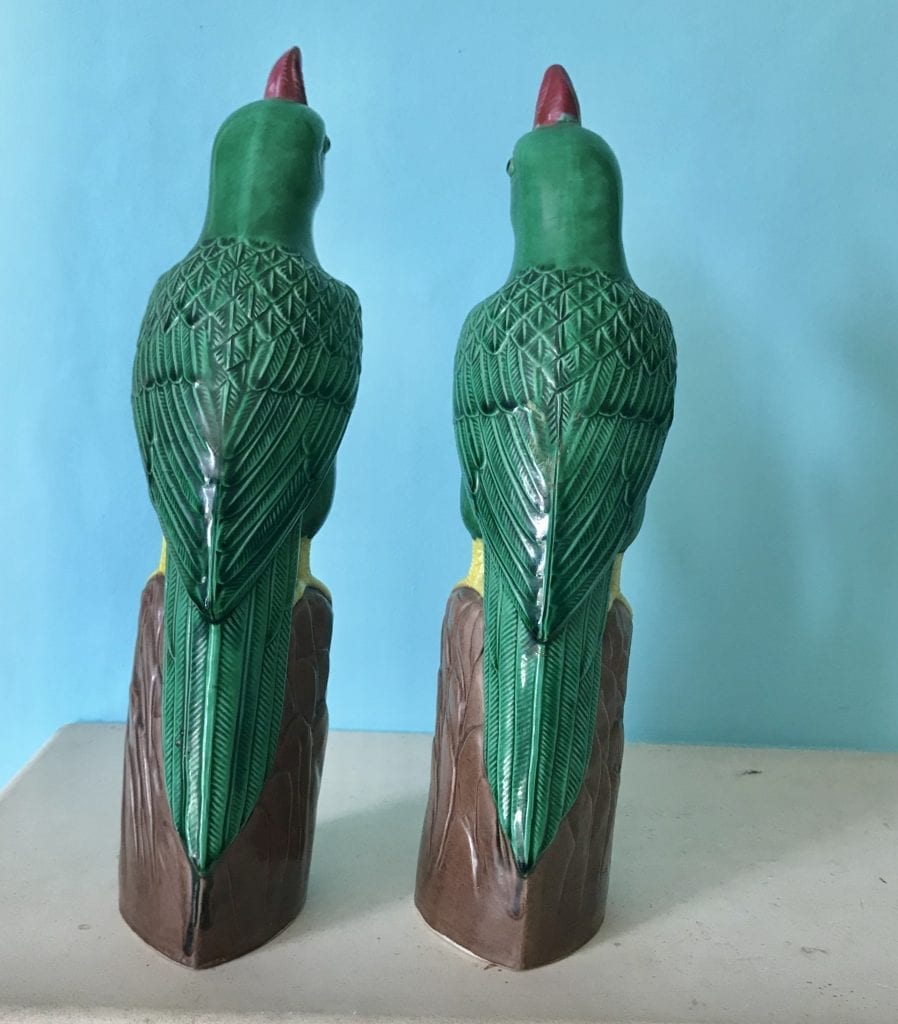 Pair of Chinese Ceramic Parrots – SOLD – The Oscar Collective