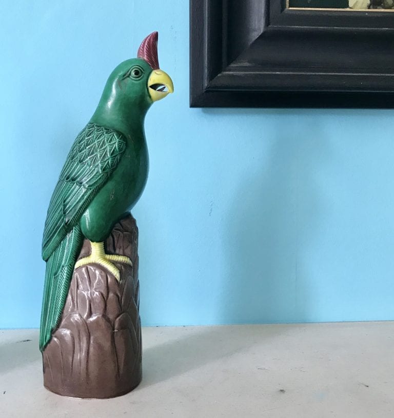 Pair of Chinese Ceramic Parrots – SOLD – The Oscar Collective