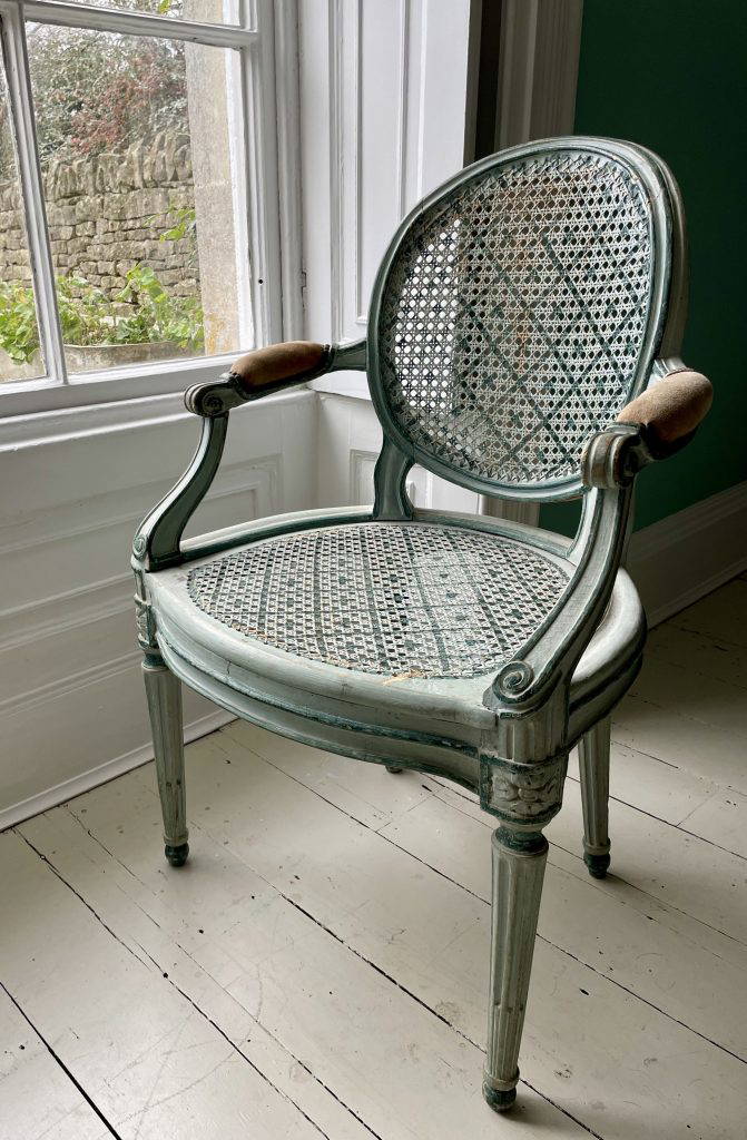 French Hand Painted rattan chair – SOLD – The Oscar Collective